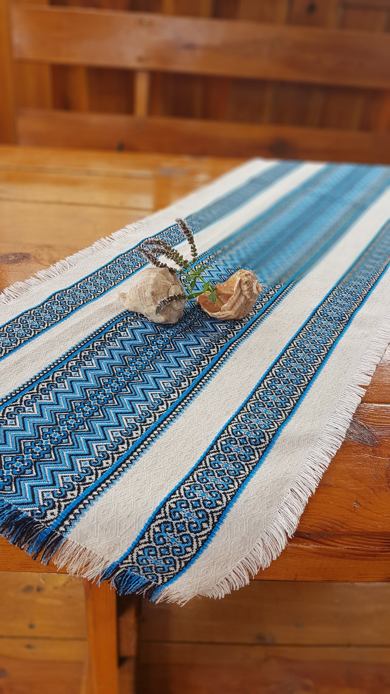 Easter Ukrainian Table Runner, Wedding Centerpiece With Blue Ornament ...