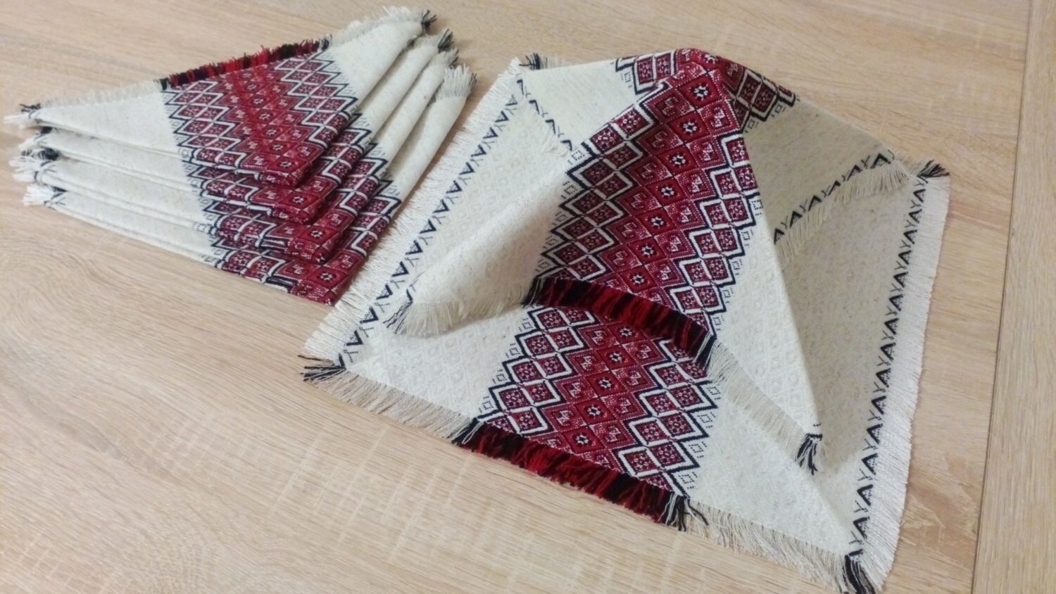 Set of Table-napkins in Ukrainian Traditional Style, Ukrainian Woven ...