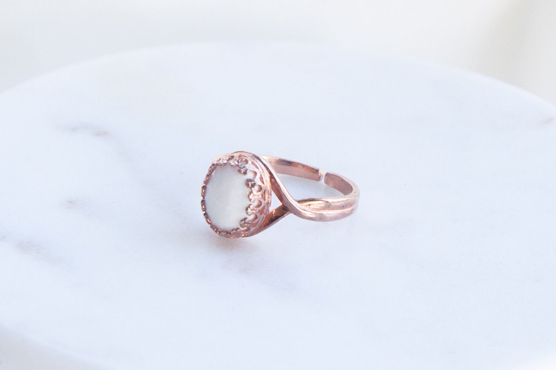Temple Stone Crown Ring Rose Gold Free US - Etsy