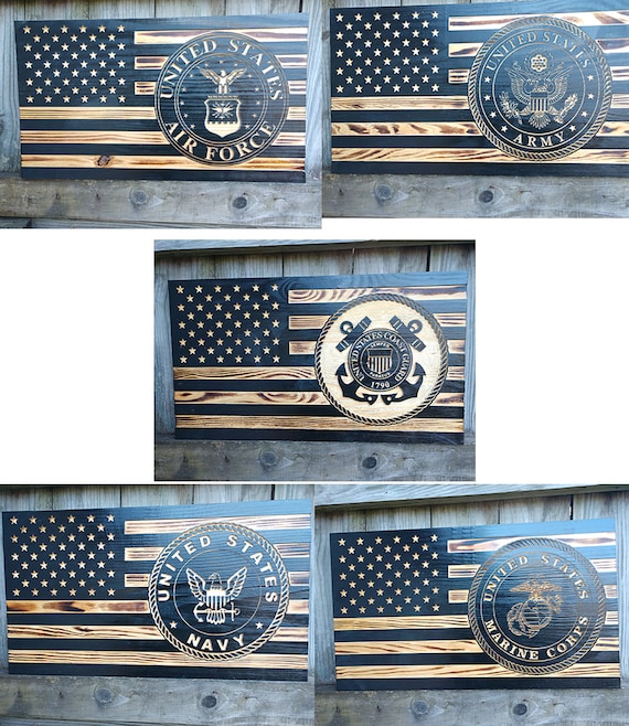 Wooden Flag Marine Flag Navy Flag- Air Force Flag Armed Forces Rustic ...