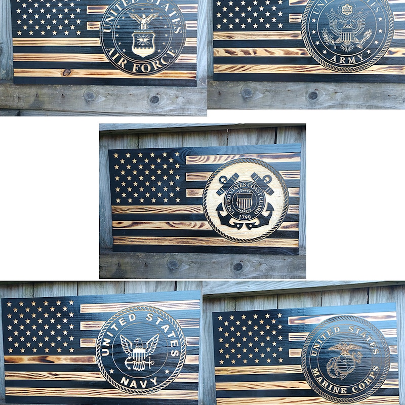 Military Burnt Wood Flag - Etsy