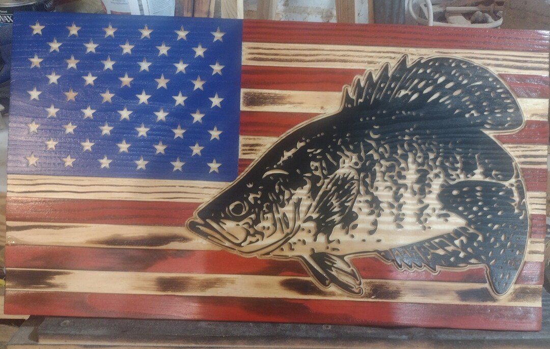 Crappie Wooden American Flag Custom Sign - Etsy