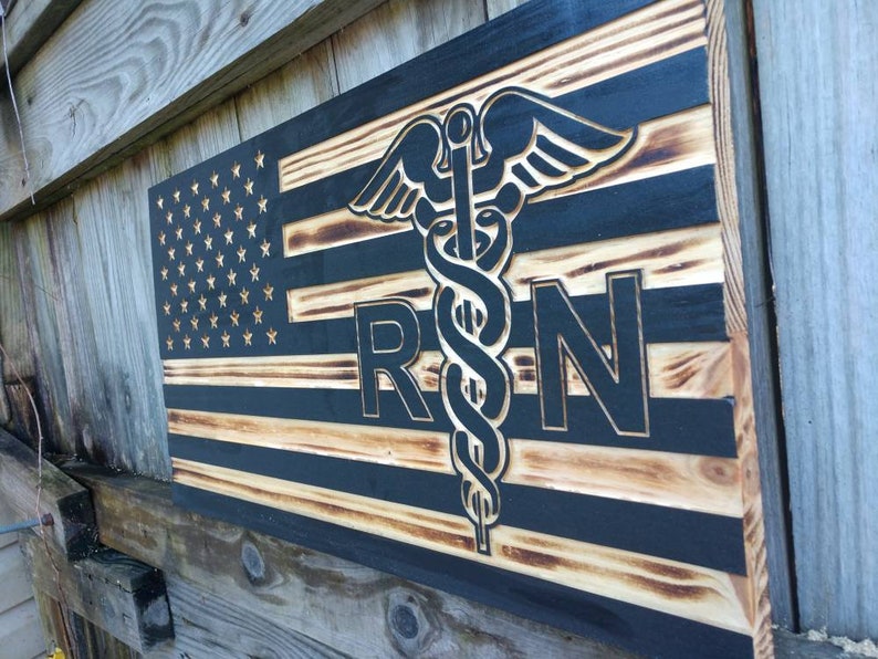 RN Registered Nurse Wooden American Flag Custom Sign - Etsy