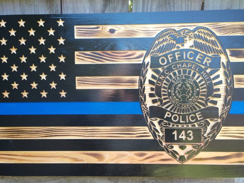 Thin Blue Line Wooden Flag Police Badge Flag Wooden Signs - Etsy