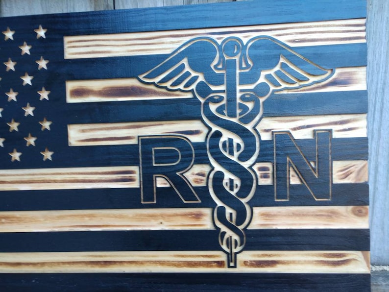 RN Registered Nurse Wooden American Flag Custom Sign - Etsy
