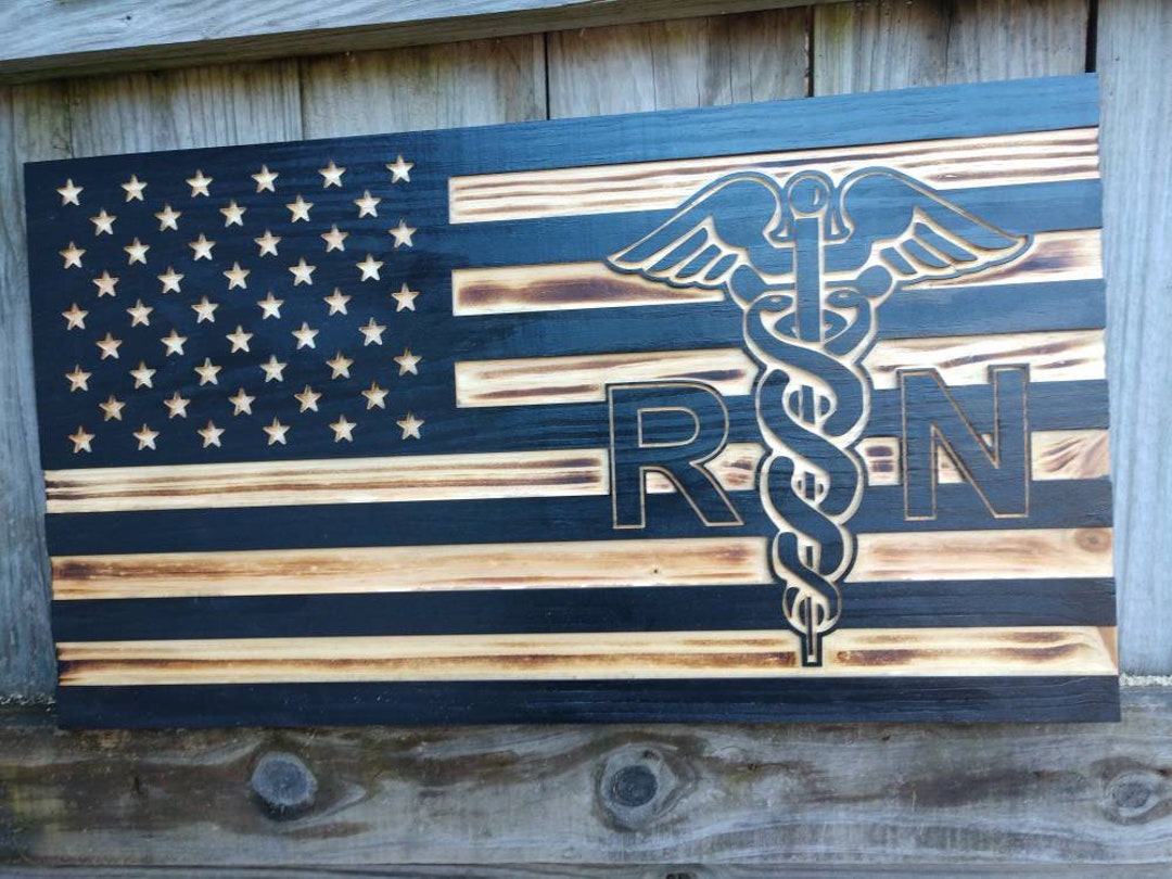 RN, Registered Nurse Wooden American Flag Custom Sign - Etsy