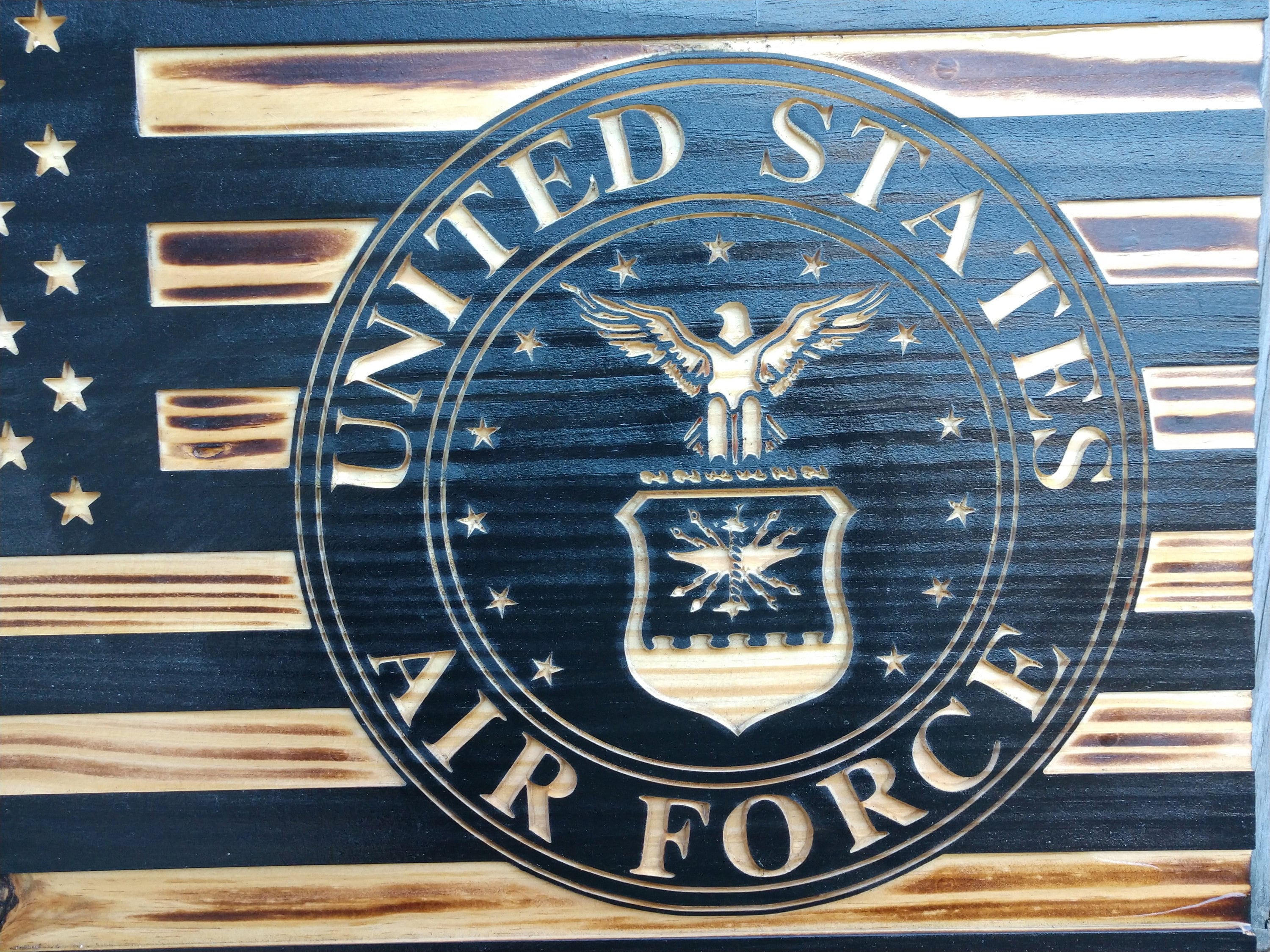 U.S.A. Wooden American Flag, Military Wooden Flag, Army, Air Force ...
