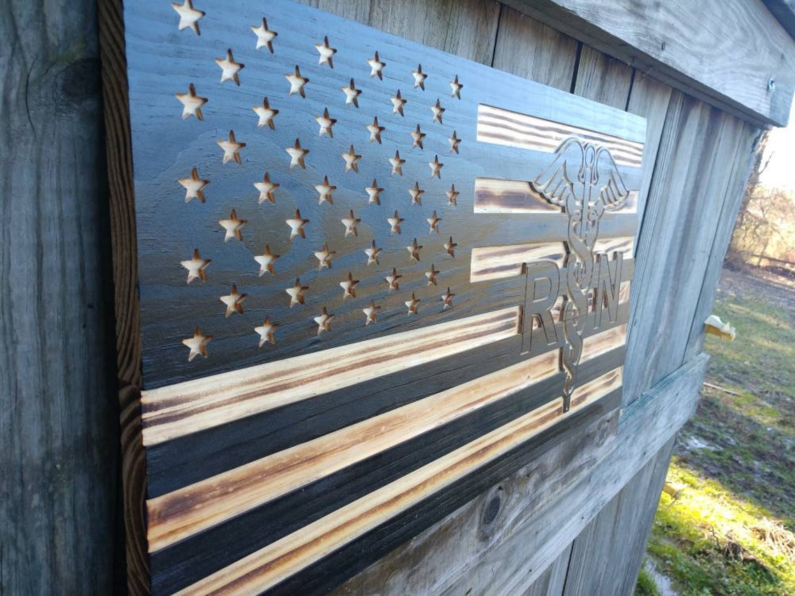 RN, Registered Nurse Wooden American Flag Custom Sign - Etsy