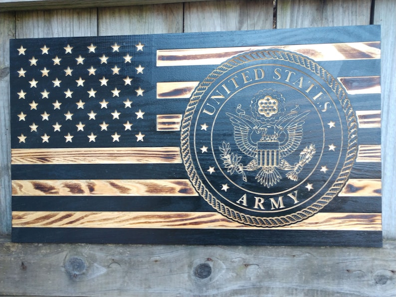 U.S.A. Wooden American Flag, Military Wooden Flag, Army, Air Force ...
