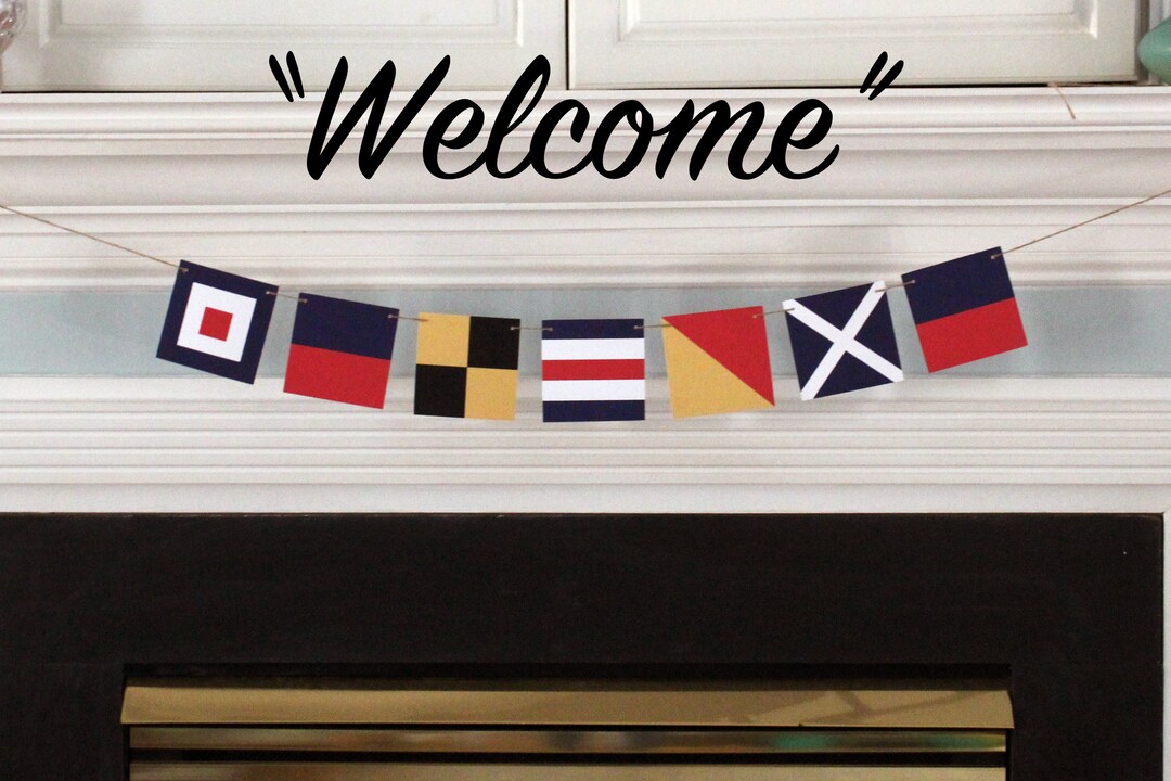 Nautical Flag Banner, Coastal Decor Beach House, Nautical Flag Letters ...