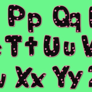 Black With Pink Polka Dot Alphabet Clipart Digital Download! for ...
