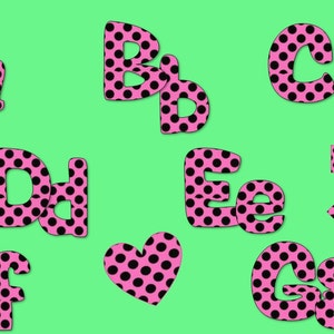 Pink Polka Dot Alphabet Clipart Fonts for Personal or Commercial Use ...