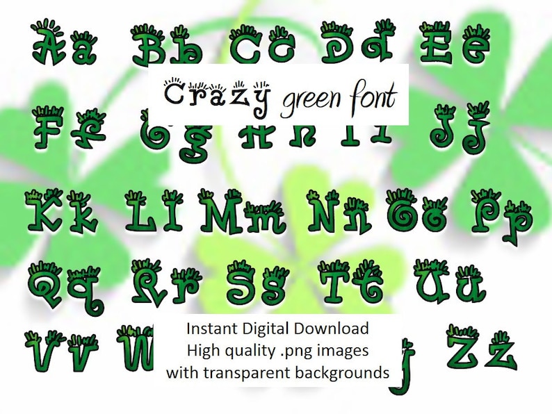 Digital Download - GREEN Crazy Font - Etsy