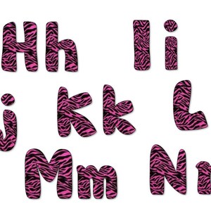HOT Pink Zebra Striped Clipart!! A-Z Fonts. Digital Download Instantly ...