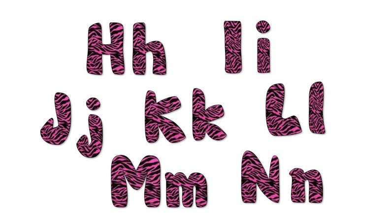 HOT Pink Zebra Striped Clipart!! A-Z Fonts. Digital Download Instantly ...