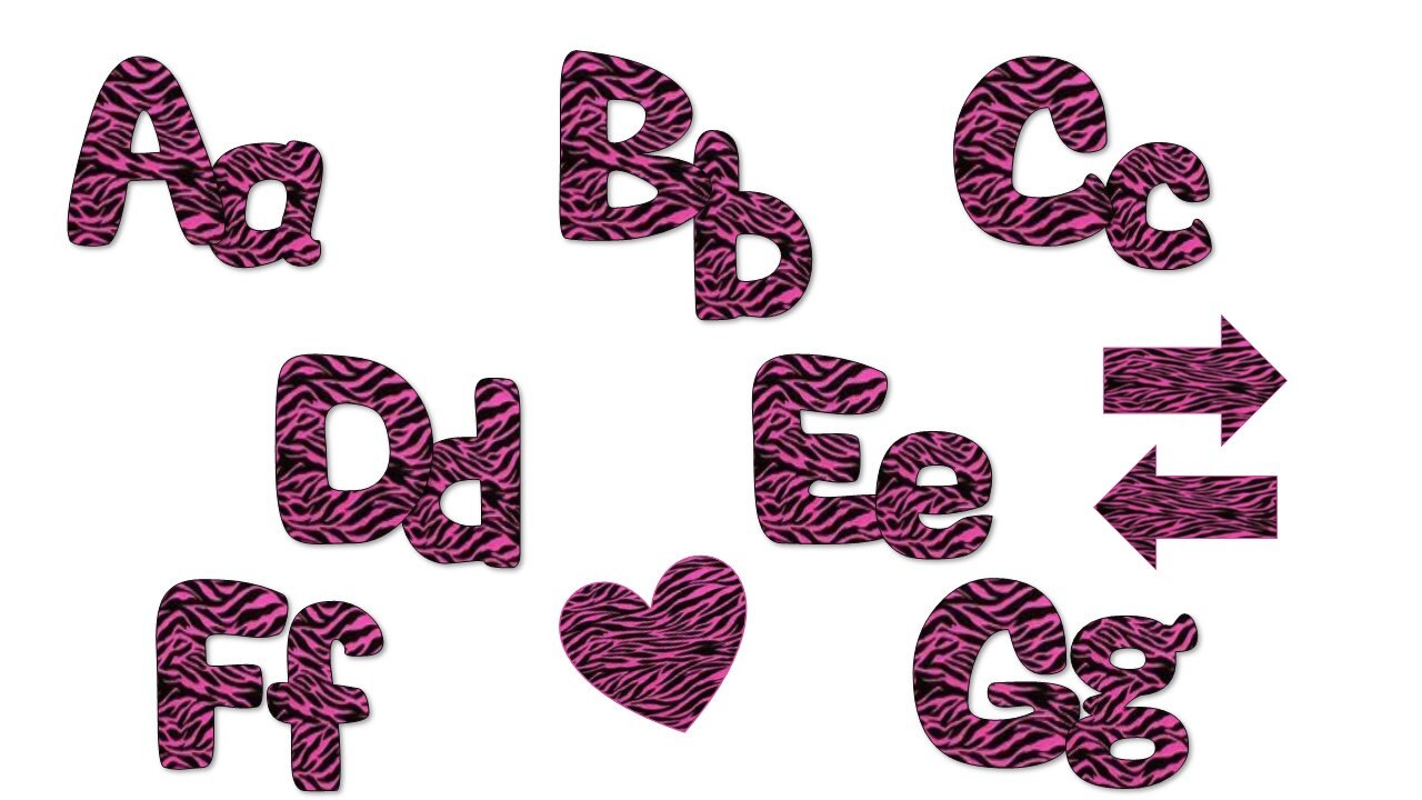 HOT Pink Zebra Striped Clipart A-Z Fonts. Digital Download Instantly - Etsy