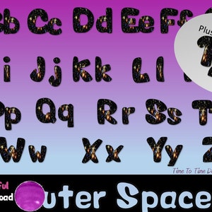 Outer Space Galaxy Font With Numbers! Clipart for Personal or ...
