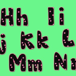 Black With Pink Polka Dot Alphabet Clipart Digital Download! for ...