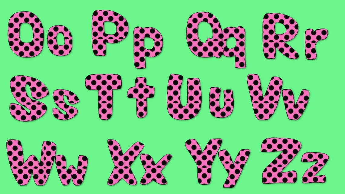 Pink Polka Dot Alphabet Clipart Fonts for Personal or | Etsy