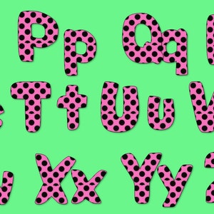 Pink Polka Dot Alphabet Clipart Fonts for Personal or Commercial Use ...