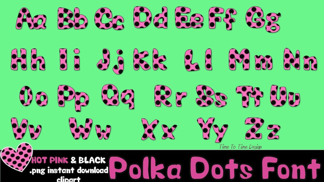 Pink Polka Dot Alphabet Clipart Fonts for Personal or Commercial Use ...