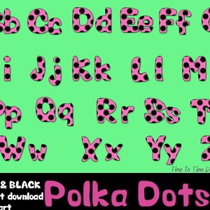 Pink Polka Dot Alphabet Clipart Fonts for Personal or Commercial Use ...