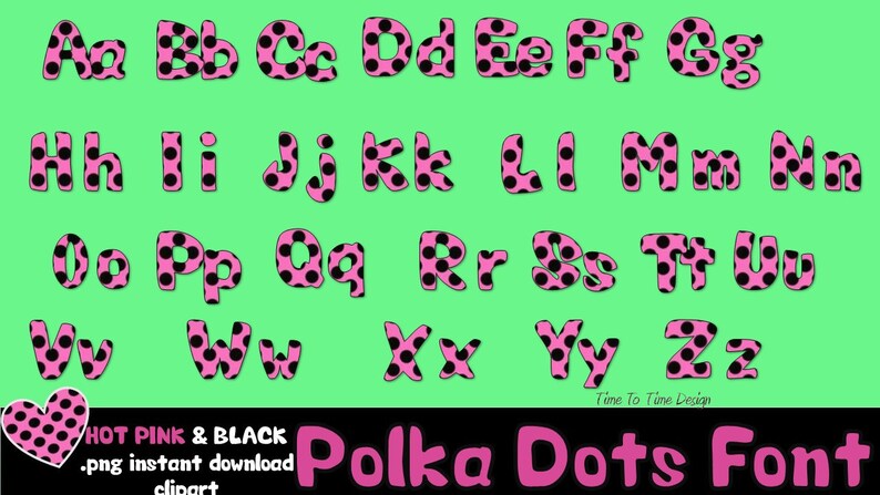 Pink Polka Dot Alphabet Clipart Fonts for Personal or Commercial Use ...