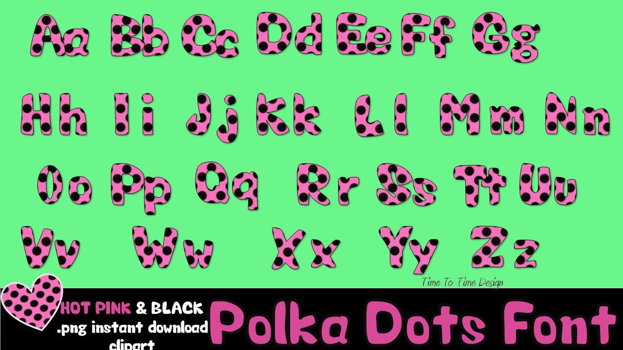 Pink Polka Dot Alphabet Clipart Fonts for Personal or - Etsy