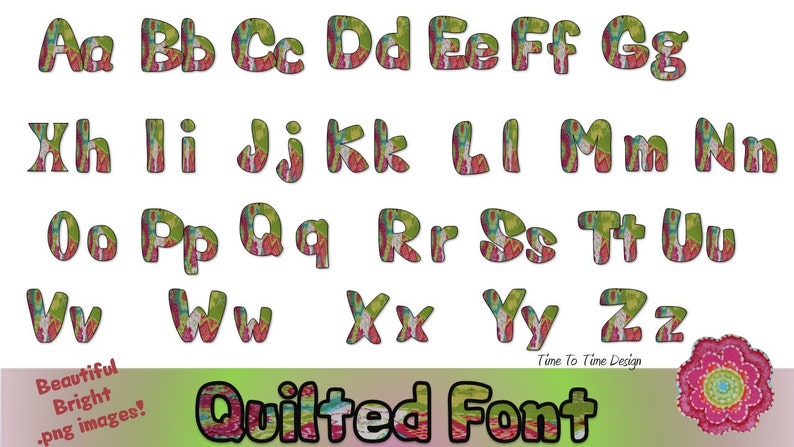 Quilted Font Clipart! Beautiful Pinks and Greens for You Digital ...