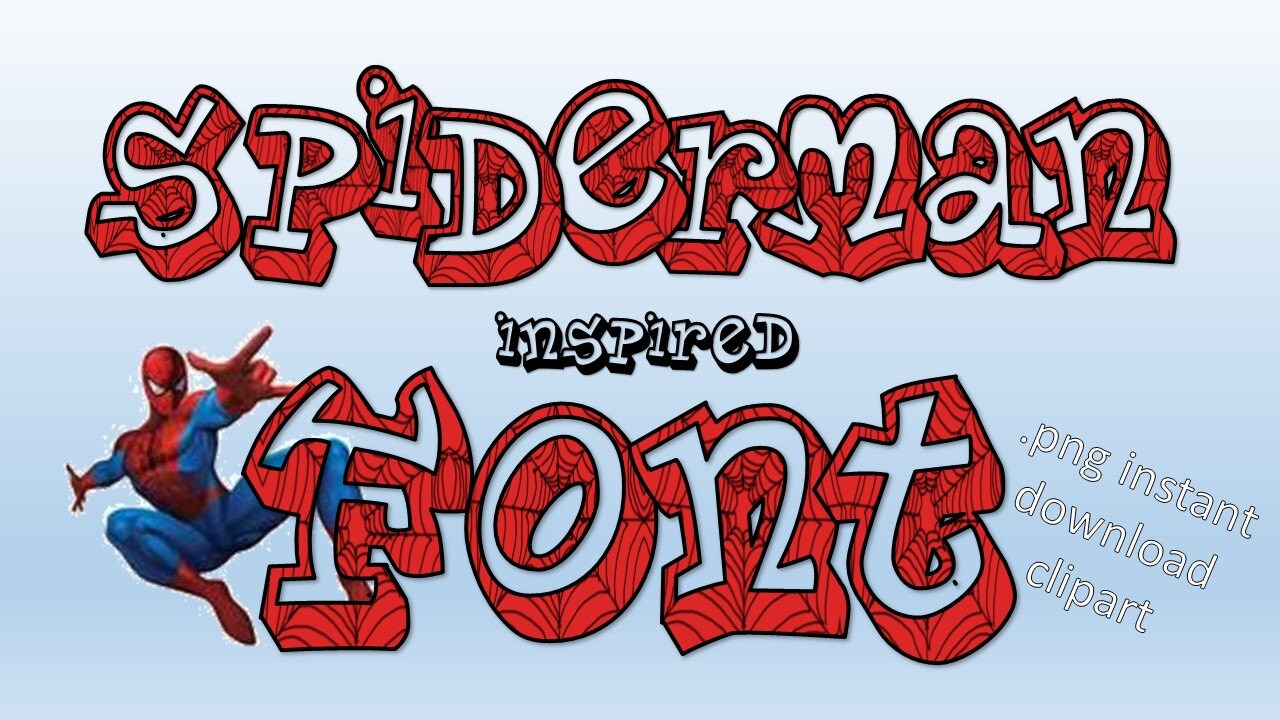 Spiderman Inspired FONT CLIPART .PNG Images for Your Personal | Etsy
