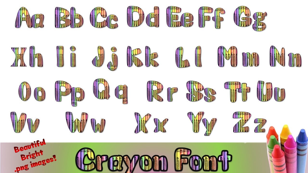 Crayon Filled Digital A-Z Clipart. Bright, Colorful Fonts for Your ...