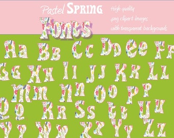 Fabric Inspired Pastel Font Beautiful Colors in the A-Z - Etsy
