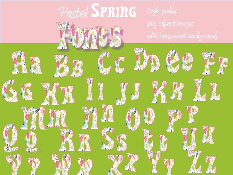 Floral Font Image Alphabet Package - Etsy