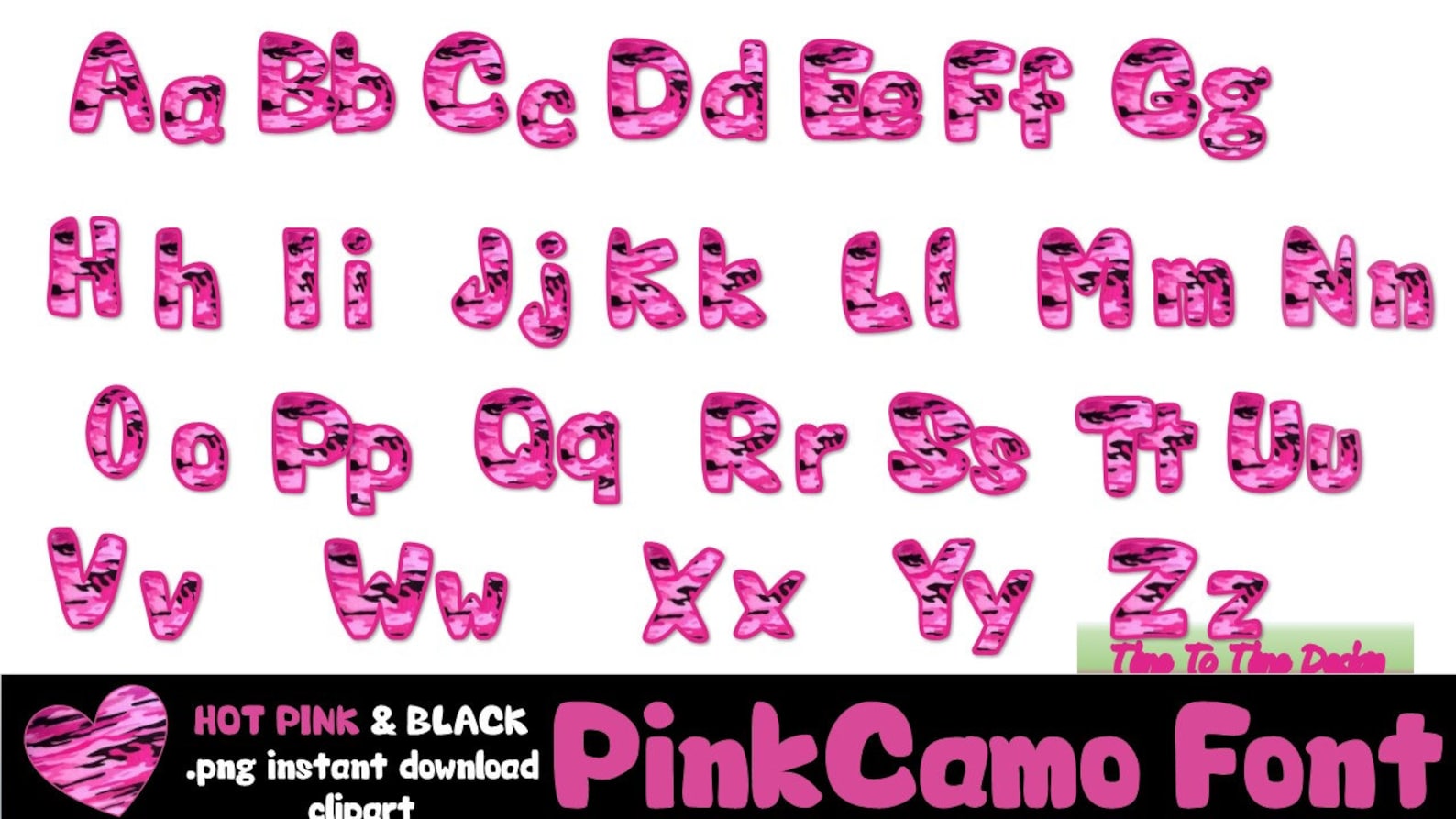 SALE! Pink Camo Digital Font in Vibrant Pink and Black! Reg. 2.99 NOW 1 ...