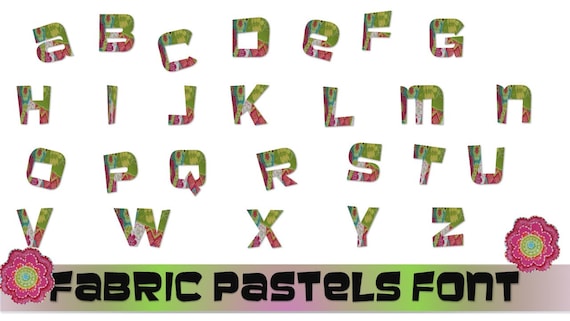 Fabric Inspired Pastel Font Beautiful Colors in the A-Z | Etsy
