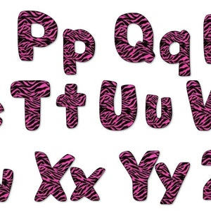 HOT Pink Zebra Striped Clipart!! A-Z Fonts. Digital Download Instantly ...