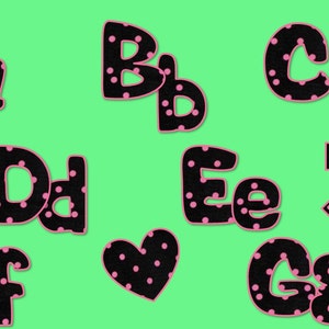 Black With Pink Polka Dot Alphabet Clipart Digital Download! for ...