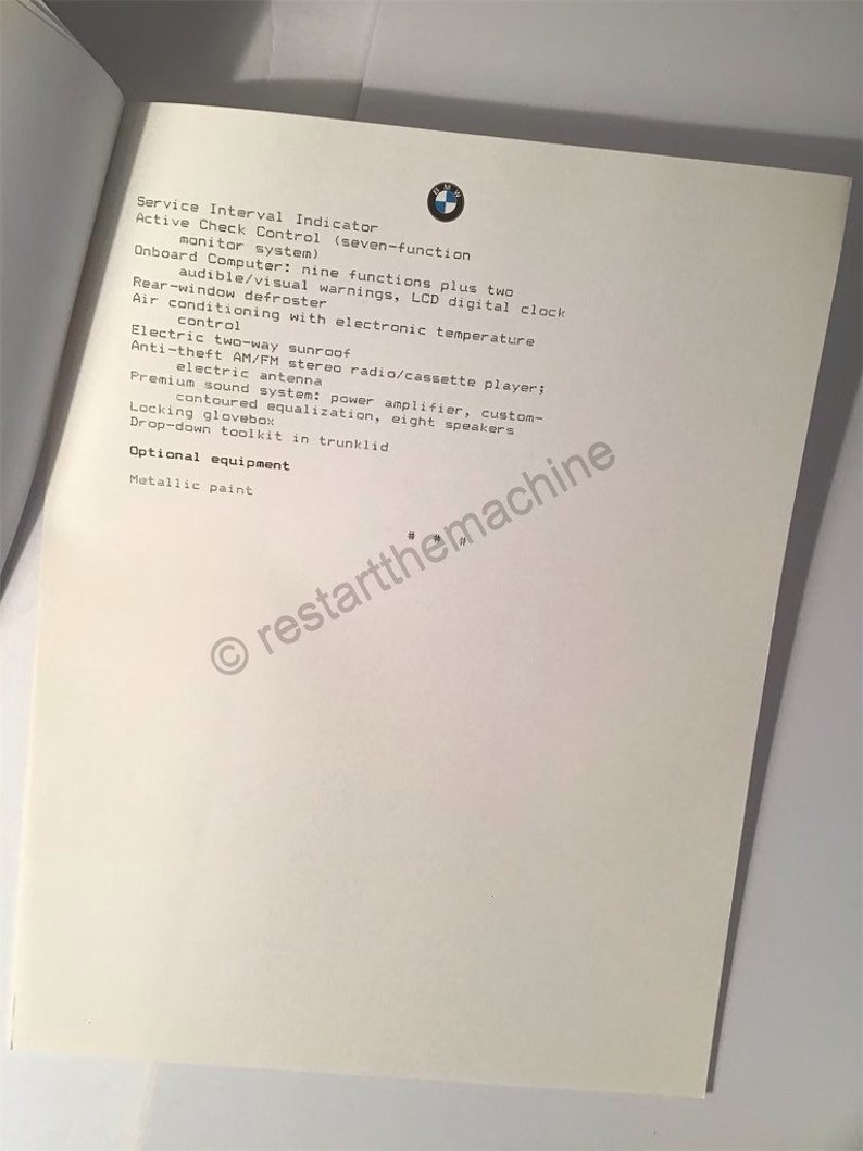 BMW E30 M3 Ultra Rare Vintage Press Release Genuine 1980s Original 8x10 ...