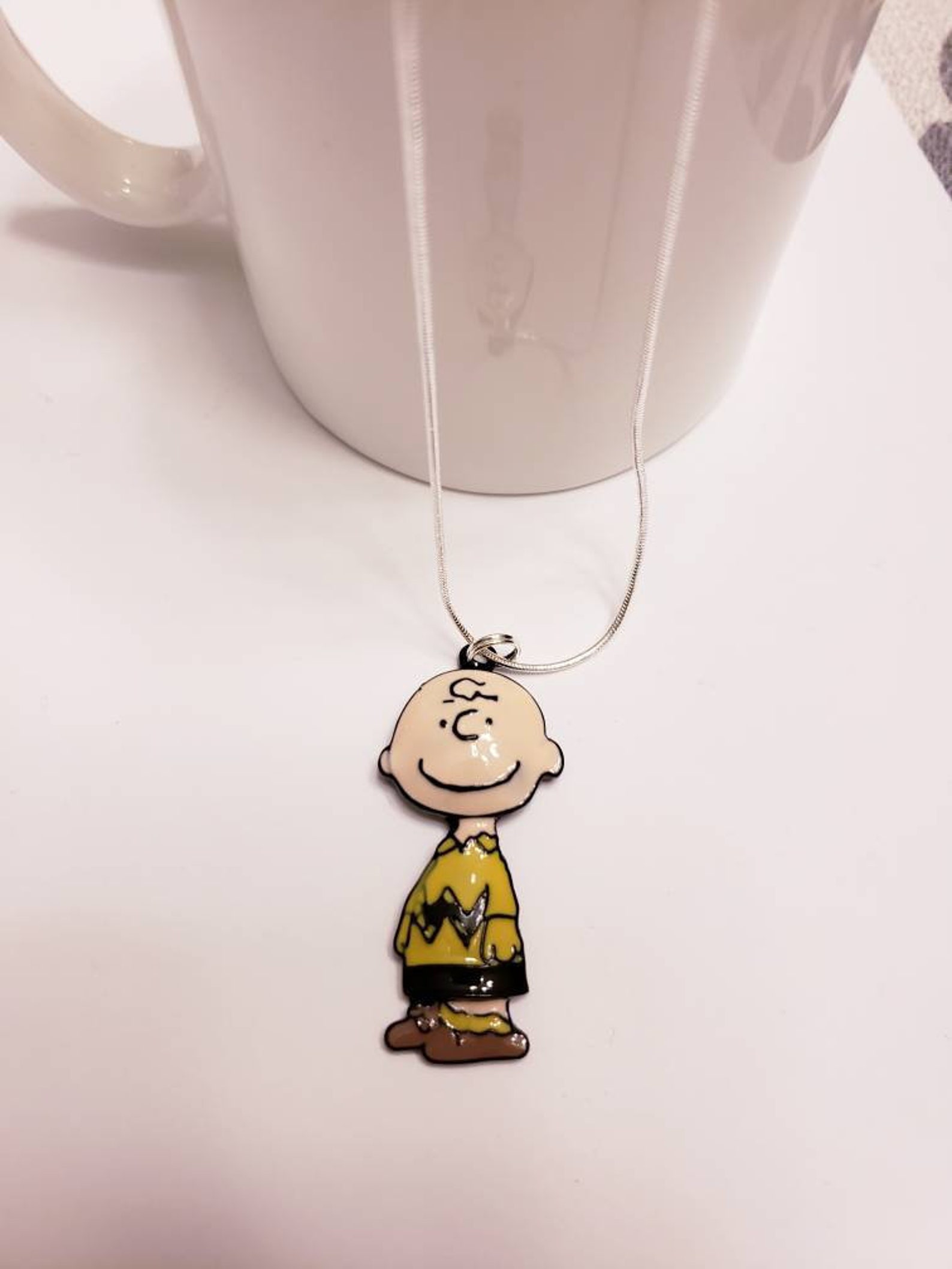 Charlie Brown Snoopy And Friends Chunky Enamel Pendant Silver Etsy