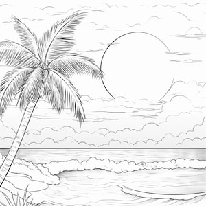 sunset coloring pages realistic