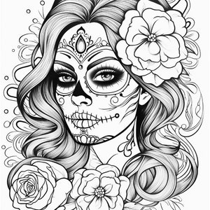 150 Girl Sugar Skull Coloring Pages - Adults and Kids Coloring Pages ...