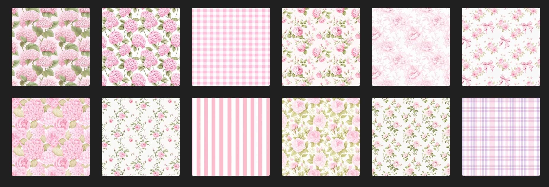 12 Pink Floral Paper Printable Digital Instant Download PDF Best ...