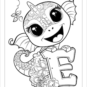 Dragon Alphabet Letter Coloring Pages 36 Pages for Kids and Adults ...