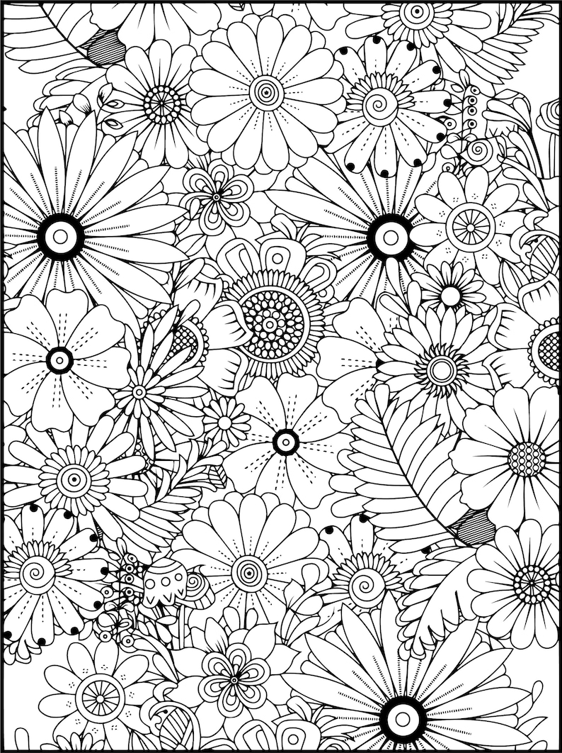 100 Flower Zentangle Coloring Pages Adult and Kid Coloring Pages ...