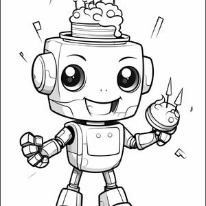 200 Cute Robot Birthday Coloring Pages for Kids and Adults Printable ...