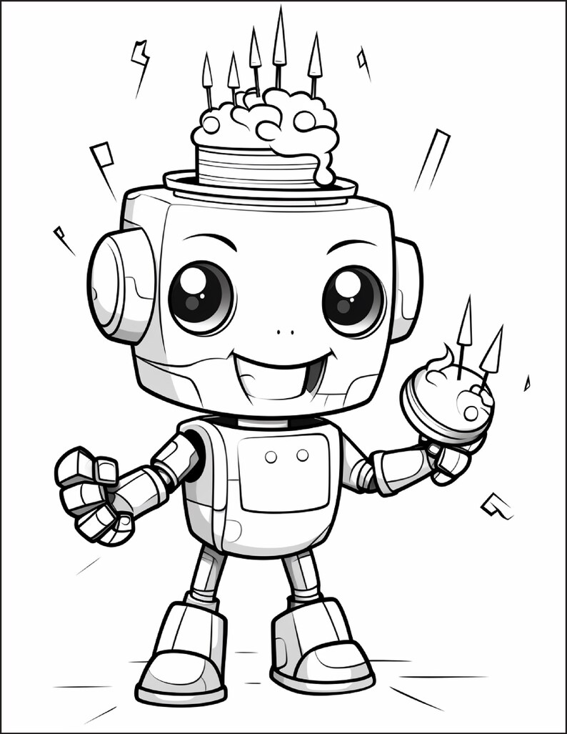 200 Cute Robot Birthday Coloring Pages for Kids and Adults Printable ...