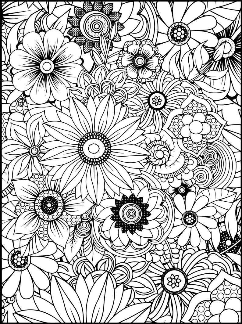 100 Flower Zentangle Coloring Pages Adult and Kid Coloring Pages ...