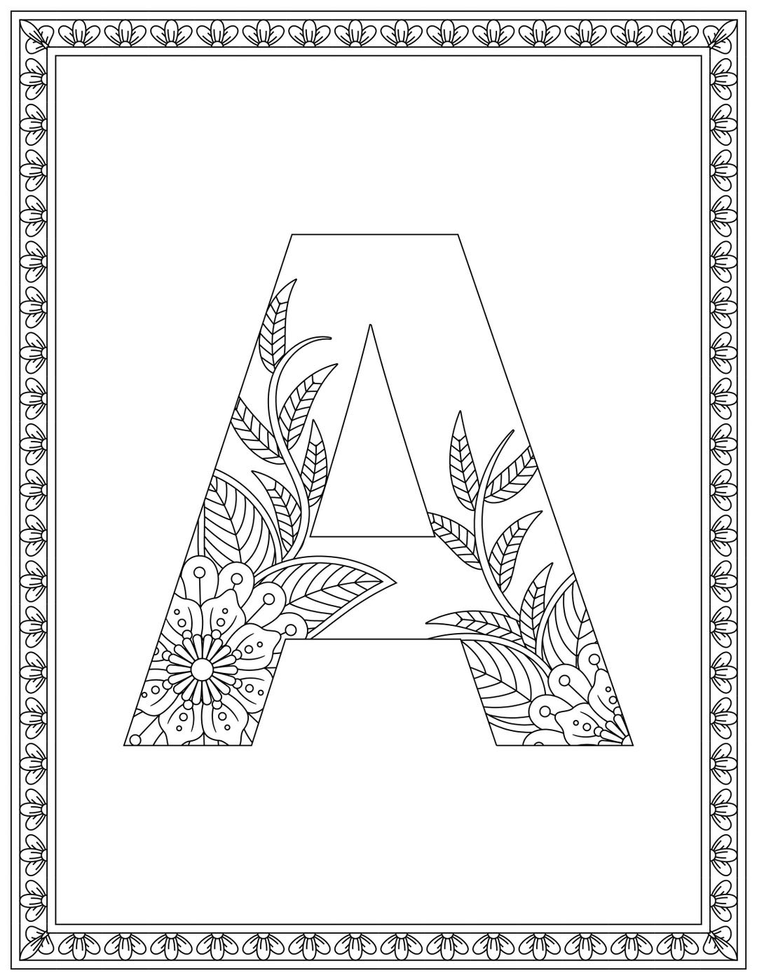 Alphabet Letter Coloring Pages 26 Pages for Kids and Adults Printable ...