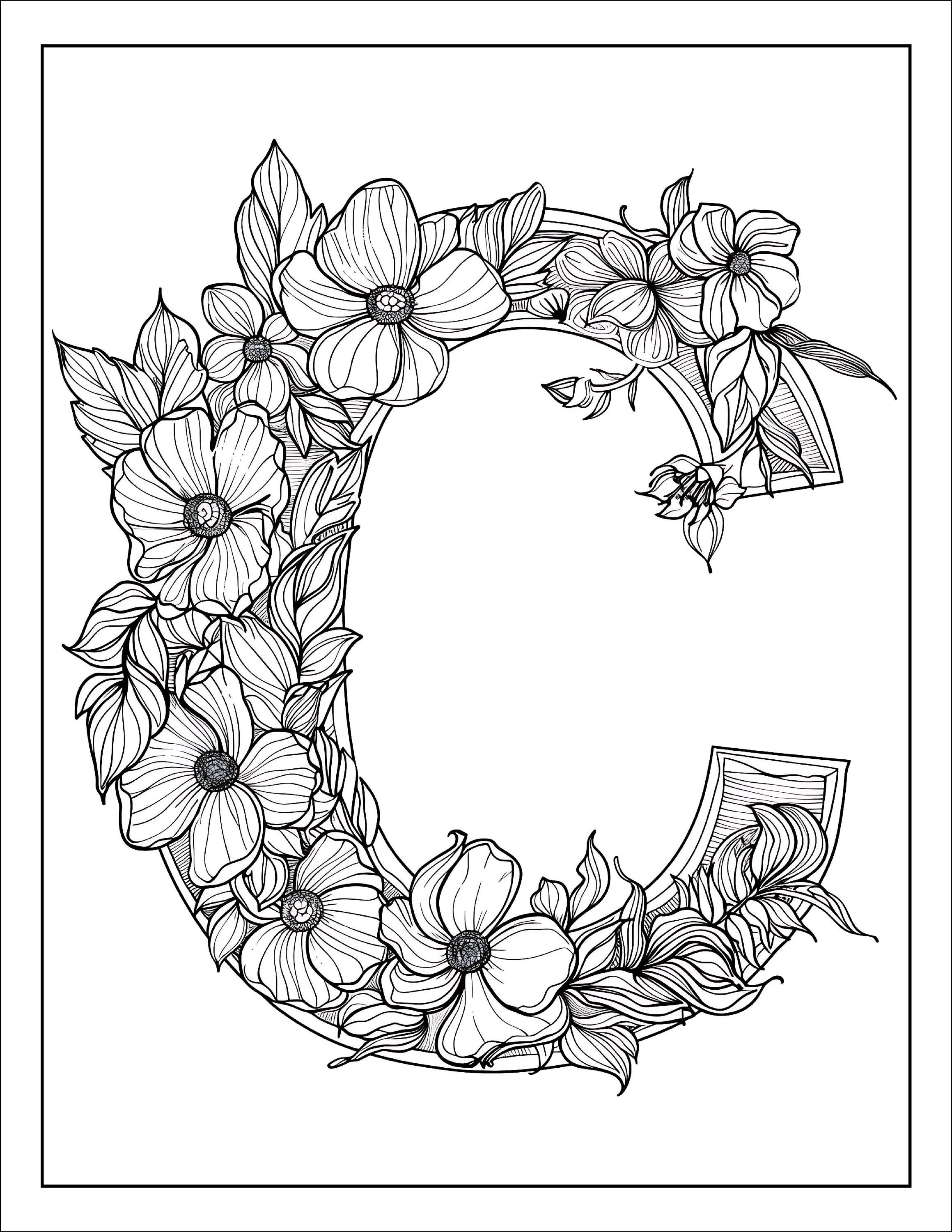 Alphabet Letter Coloring Pages 36 Pages for Kids and Adults Printable ...