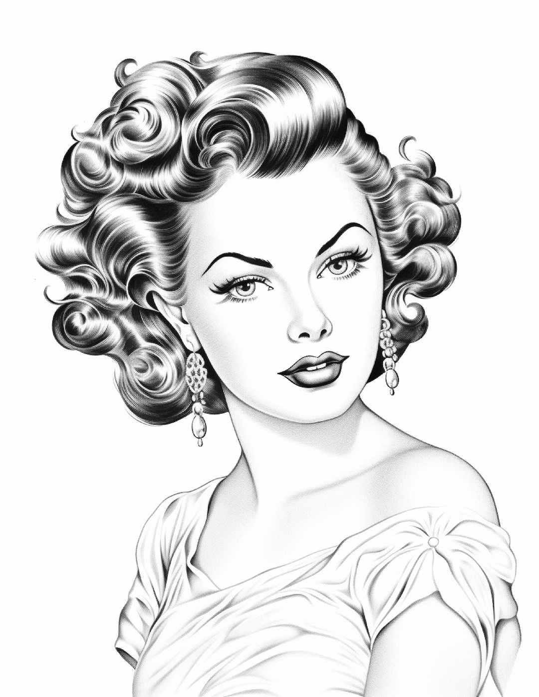 250 Vintage Pinup Model Coloring Pages Adults and Kids Coloring Pages ...